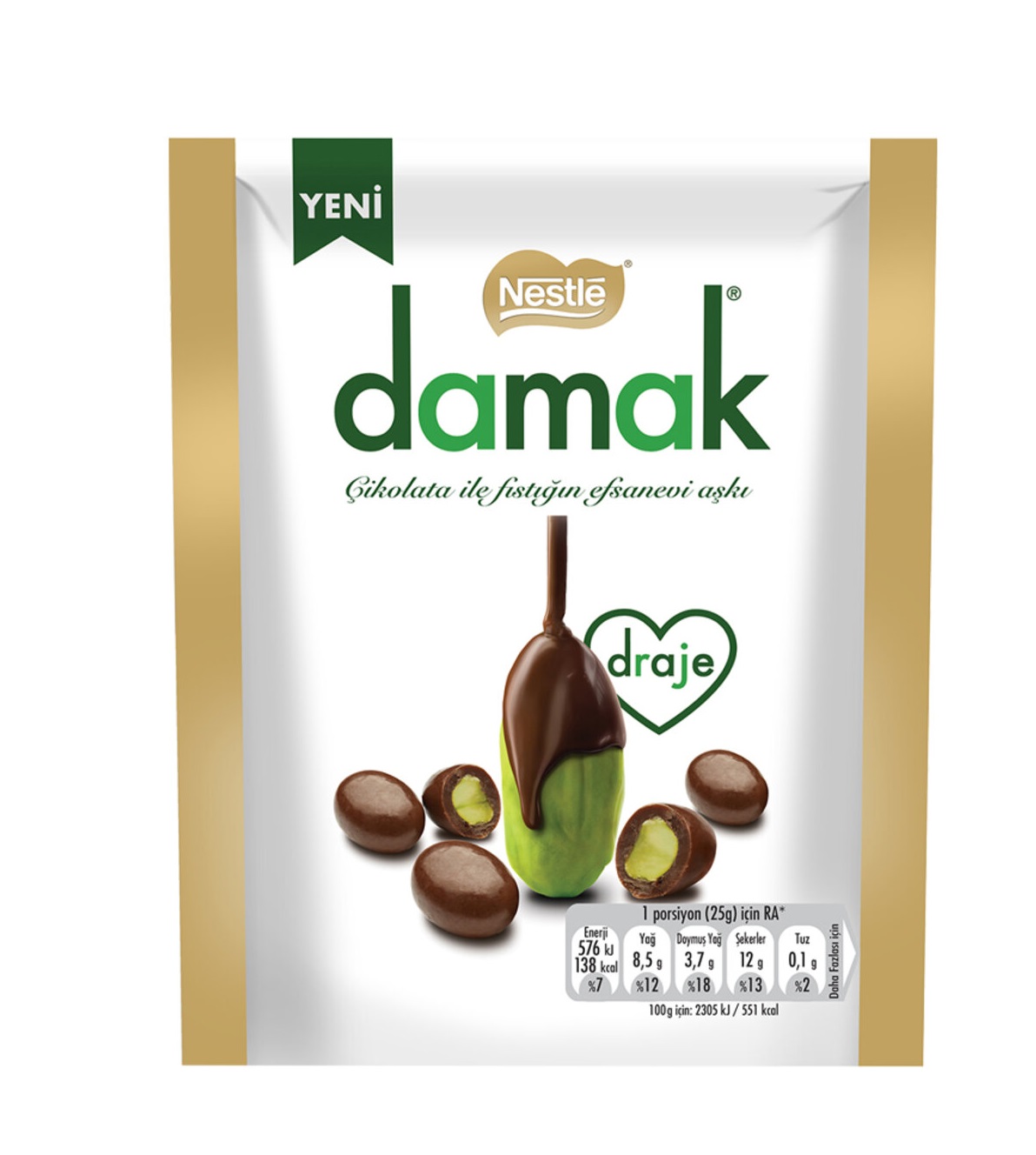 Nestle Damak Milk Chocolate Coated Pistachio Dragee 50 G